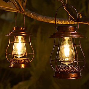2PACK Solar Outdoor Lights Hanging Garden Decor Solar Lanterns Outdoor Waterproof LED Lights Retro Design for Passage Courtyard，Lawn, Patio Decoration