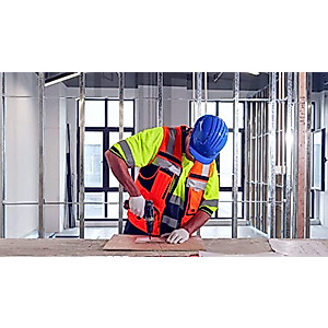 ZUJA 3M Reflective stripes Safety Vest Hi-vis Yellow knitted Vest with 10 pockets Bright Construction Workwear for men and women. (Medium)