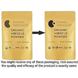 CARMEL ORGANICS Hibiscus Petals Powder 8 Ounce or 0.5 Lb(Pack of 1) | USDA Certified Organic| Non GMO & Gluten Free | Rich in Vitamin C | Indian Origin Hibiscus Petals Powder