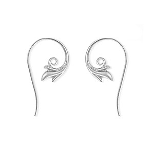 Boma Jewelry Sterling Silver Flower Blossom Pull Through Hoop Earrings