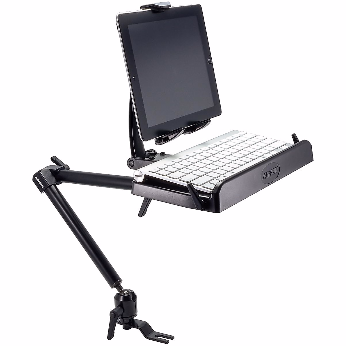 ARKON Mounts -Tablet And Keyboard Tray Combo Car Mount | Tablet Holder For Car | Professional-Grade Durability | Easy Installation | Keyboard Tray | Fits iPad and Samsung Tablets
