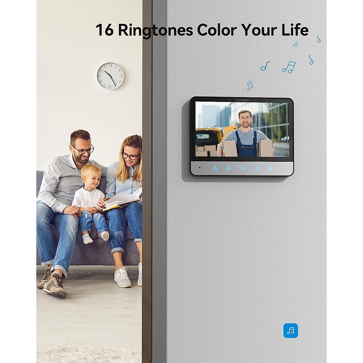 TMEZON Wired Video Intercom System, 7 Inches Video Doorbell Camera with Monitor, Wired Video Door Phone HD Camera Kits Support Unlock, Monitoring, Dual-Way Intercom for Villa Home Office Apartment