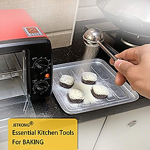 JETKONG Powdered Sugar Shaker Duster Flour Dispenser Shaker with 18/8 Stainless Steel Spring-operated Handle for Sugar Flour and Spices