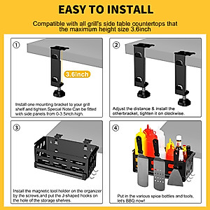 Griddle Caddy for Blackstone Griddle Accessories, Space Saving Storage Caddy for Blackstone 28"/36" Griddles/Weber Grill, BBQ Accessories Storage Box with Magnetic Tool Holder & Paper Towel Holder
