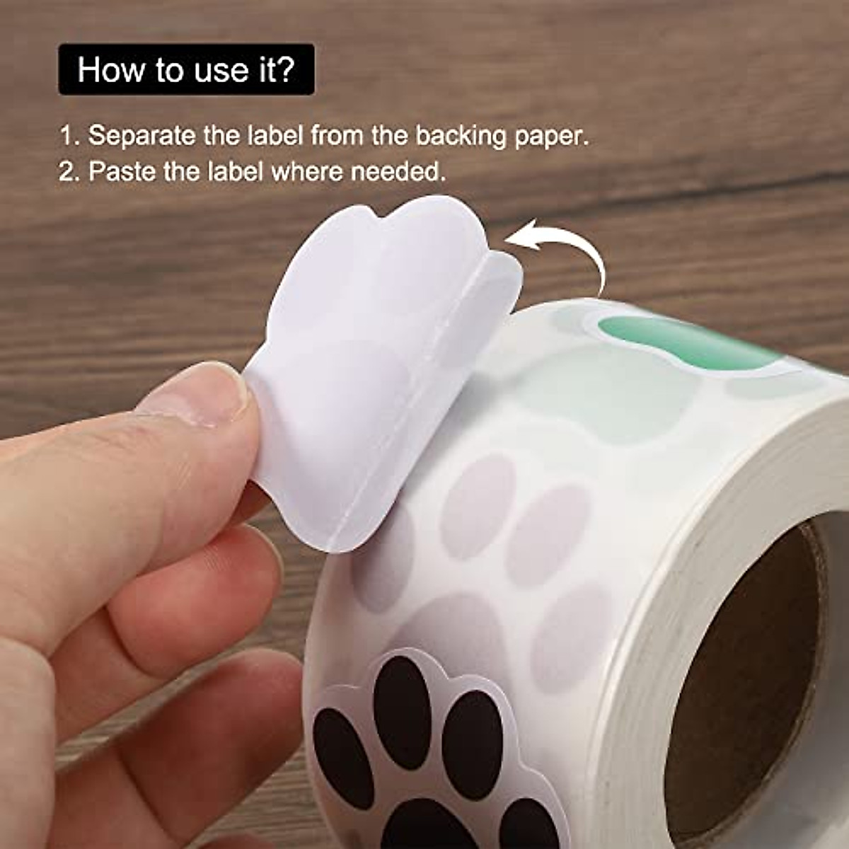 MECCANIXITY 1 Roll Paw Print Thank You Labels 1.5 Inch Adhesive Gold Dog Paw Tags for Greeting Card, DIY, Business, 500 Count/Roll