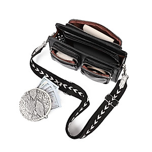 Small Crossbody Bag Leather Shoulder Bag for Women Stylish Designer Purses Retro Wallet Handbags with Coin Purse