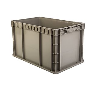 Hudson Exchange 24 x 15 x 14.5 (2 Pack) Straight Wall Handled Storage Container Tote, Gray/Brown