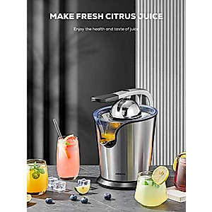 AIHEAL Electric Citrus Juicer Squeezer, Oranges Juicer with Rubber Handle and Two Size Cones, 160W Silent Motor Juice Squeezer for Orange, Lemon and Grapefruit