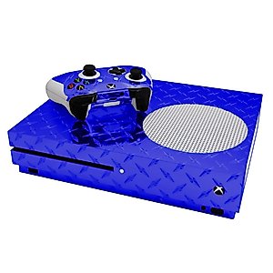 Blue Diamond Plate Mirror - Vinyl Decal Mod Skin Kit by System Skins - Compatible with Microsoft Xbox One Slim (XB1 Slim)