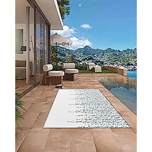 Green Spring Flowers Outdoor Rug for Patio/Deck/Porch, Non-Slip Large Area Rug 5x8 Ft, Green Grey Cherry Blossoms Dangling Indoor Outdoor Rugs Washable Area Rugs, Reversible Camping Rug Carpet Runner