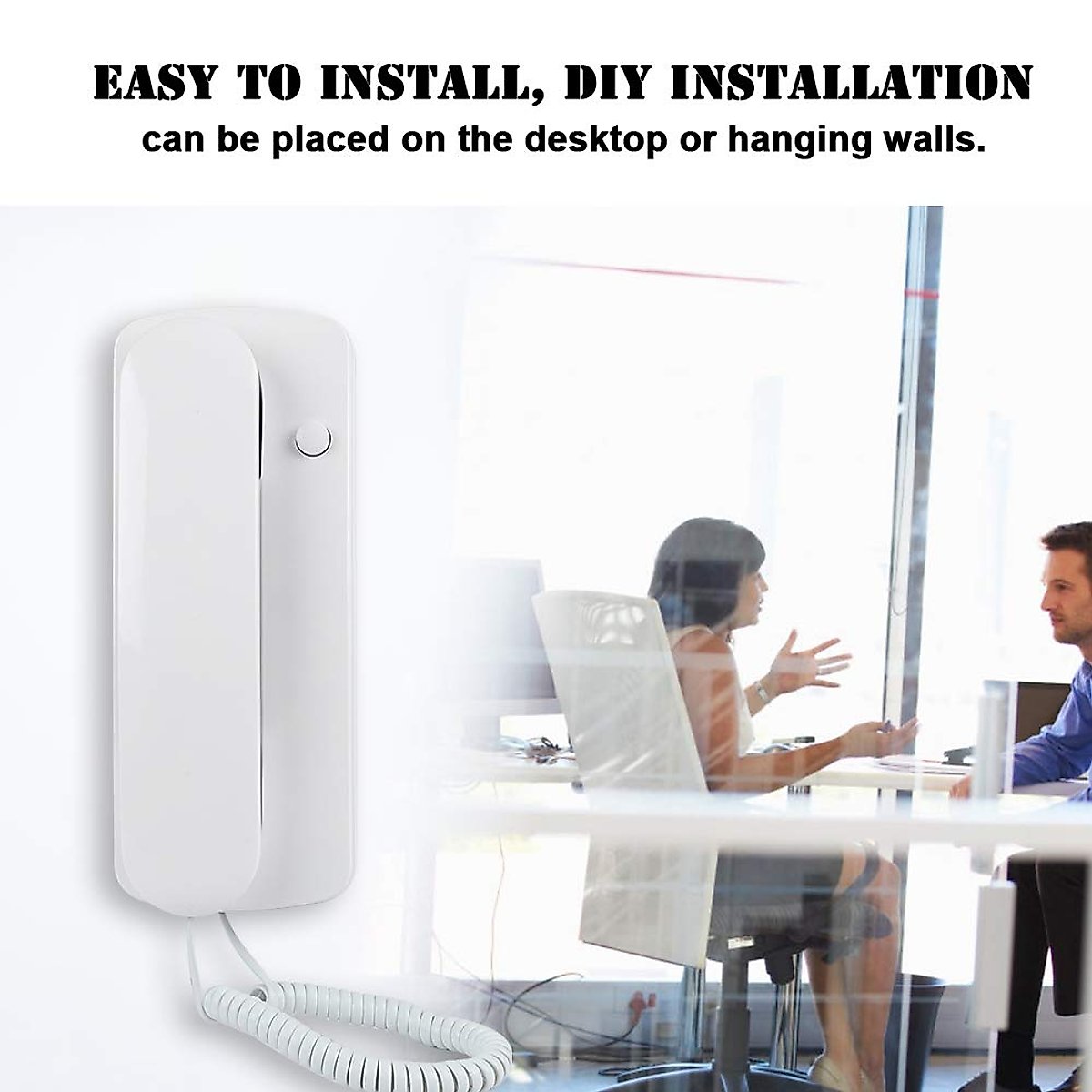 Maxmartt 2 Pcs Wired Intercom Phone AC DC Two Way Intercom Doorphone Home Room Intercome Phone Indoor Telephone Audio Non-Visual Interphone for Villa Home Office