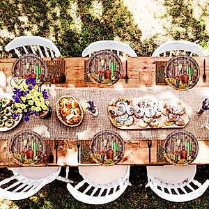 50Pcs Western Party Plates Western Cowboy Party Supplies 7"Wild West Dessert Paper Plates Wood Grain Plates Western Cowboy Theme Baby Shower Camp Fire Camping Barn Wild West Birthday Party Decor