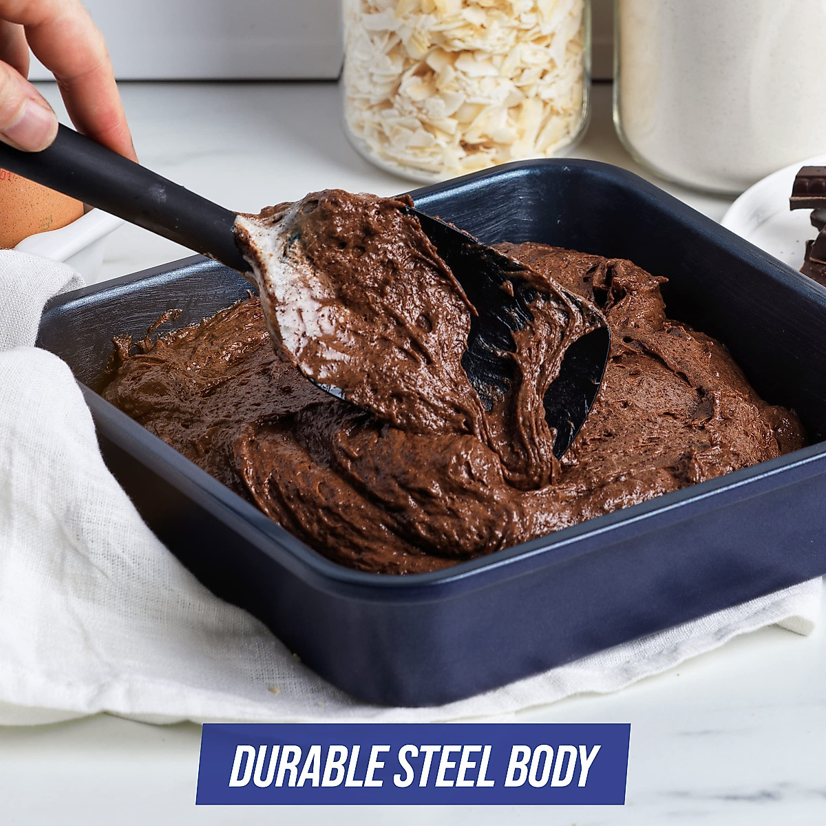 Blue Diamond Bakeware Diamond Infused Ceramic Nonstick, 8" Square Cake Baking Pan, Dishwasher and Freezer Safe, PFAS-Free, Blue