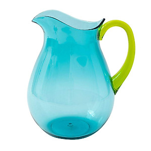 Caspari Acrylic Pitcher in Turquoise with Green Handle - 1 Each