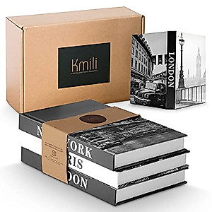 3 Decorative Books for Home Decor: Modern Farmhouse Hardcover Fashion Design Stack Faux Books Ends for Display Coffee Table, Living Room, Office Shelves, White and Black