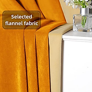 JYXIUBS Velvet Curtains 95 Inches Long, Velvet Blackout Curtains with Color Block Room Darkening Window Curtains for Bedroom Living Room, 2 Panels 52 x 95 Inch, Orange and Camel