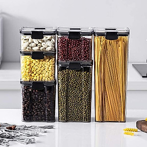 Airtight Food Storage Container, 6 Pc BPA Free With Lids Easy Lock For Kitchen Organization With Good package looking (Black)