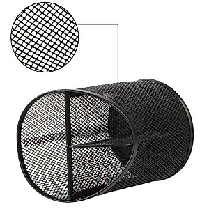 Delifox 2 Pack Pen Holder Pen Organizer for Desk Mesh Round Pencil Holder Desktop Organizer 3 Compartments Pencil Organizer Desk Organizer for Office Home School, Black