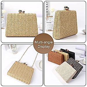 Women Evening Bag Elegant Woven Clutch Classic Purses Formal Wedding Party Shoulder Bags Prom Handbags (Black)