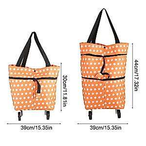 XIASABA Shopping Bag Oxford Cloth Reusable Shopping Bags with Wheel Rolling Dual Purpose Foldable Grocery Bags for Shopping