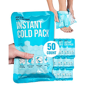ICEWRAPS 4x7 Instant Cold Pack - Bulk Box of 50 | Cold Compress Instant Ice Pack for Emergency | Disposable Ice Packs for Injuries | Instant Breakable Ice Packs for First Aid and Sports