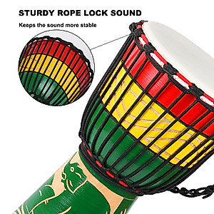 Djembe Drum,LIEKE 10'' African Drum Carved of Mahogany Goatskin Drumhead for Adults Student Beginners Green