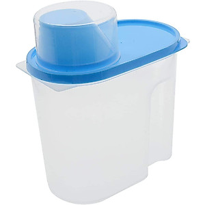 Saim Cereal Container with Pour Spout and Measuring Cup Plastic Clear Food Saver Airtight Watertight Cereal Keeper Food Storage Containers for Rice Grain Cereal Oatmeal Sugar Nuts Beans, 1.9L, 2Pcs