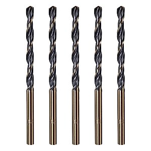 FOCMKEAS 5 PCS 5.5mm Twist Drill Bit High Speed Steel 4341 Straight Shank Gold and Black Coated Drilling Bits for Home Improvment DIY, Metal/Wood/Plastic
