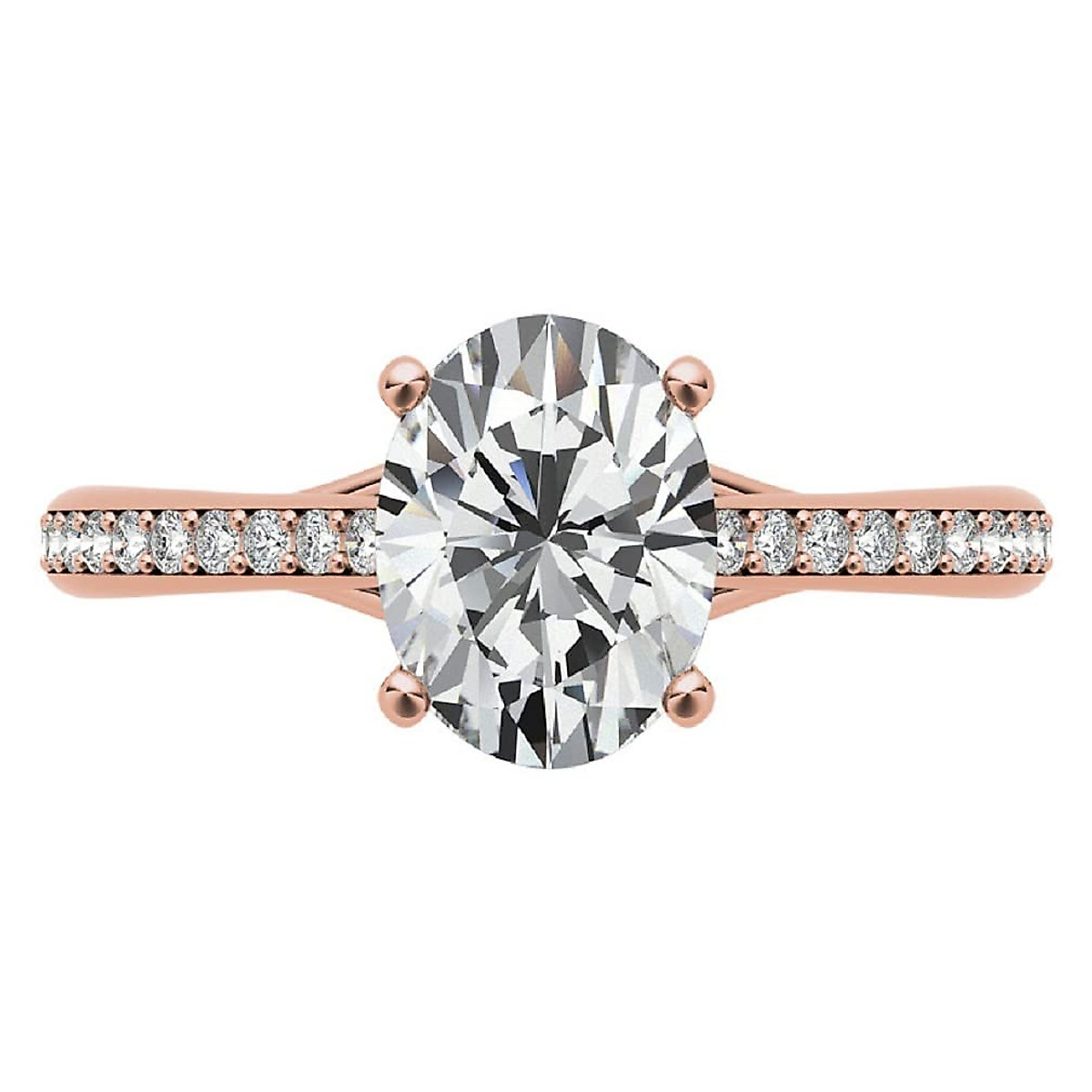 10K Solid Rose Gold Handmade Engagement Rings, 2 CT Oval Cut Moissanite Diamond Solitaire Wedding/Bridal Ring for Women/Her, Minimalist Ring Anniversary Ring Gifts (4.5)