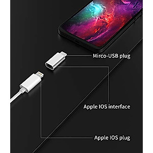 3Pack,Compatible for Lightning Female to Micro USB Male Adapter for Apple Compatible with iPhone 7 8 Plus x xr xs 11 12Mini pro for Ipad Power Connector Samsung Galaxy S7 S6 Edge,Nexus 5,LG Converter
