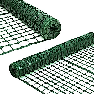Sunnyglade 4 X100 Ft Outdoor Snow Fence Plastic Safety Temporary Garden Netting for Poultry,Rabbits, Chicken, Dogs,Dark Green (Green)