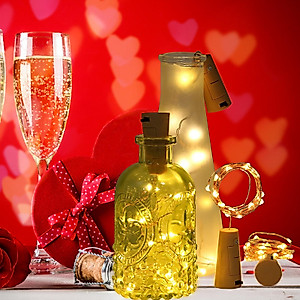 VOOKRY Wine Bottle Lights with Cork, 20 LED 8 Pack Battery Operated Cork Fairy String Lights Waterproof Mini Copper Wire Bottle Lights for Jar DIY, Party Wedding Gifts, Bar Decoration, Warm White