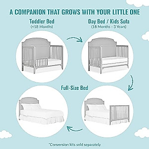 Dream On Me JPMA & Greenguard Gold Certified Milton 5-in-1 Convertible Crib Made with Sustainable New Zealand Pinewood in Pebble Grey, Non-Toxic Finish