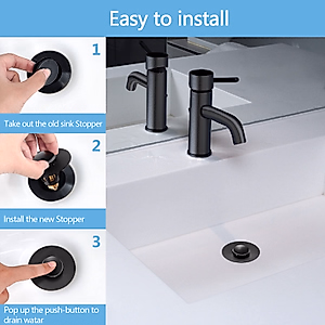 Black Bathroom Sink Stopper，Pop Up Drain Stopper for Bathroom Sink，Bathroom Sink Strainer ，Sink Plug,Universal Wash Basin Sink Stopper，Suitable for 1.1~1.5 Inch Bathroom Sink Drain Pipe (Matte Black)