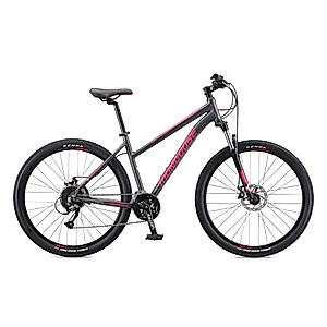 Mongoose Switchback Comp Adult Mountain Bike, 18 Speeds, 27.5-inch Wheels, Women Aluminum Medium Frame, Grey