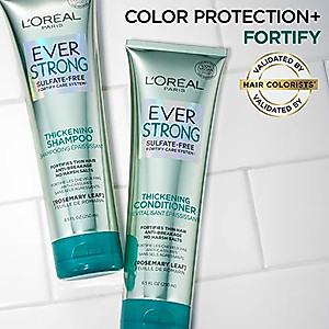 L'Oreal Paris EverStrong Thickening Sulfate Free Shampoo and Conditioner Kit, Thickens + Strengthens, For Thin, Fragile Hair, with Rosemary Leaf, Combo (8.5 Fl; Oz each) (Packaging May Vary)