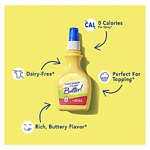 I Can't Believe It's Not Butter Spray 12 oz (2-Pack) Non Dairy Butter Alternative, Plant Based Butter Spray for Popcorn, Cooking, Vegetables and More - Bundled with STPLLC fridge magnet