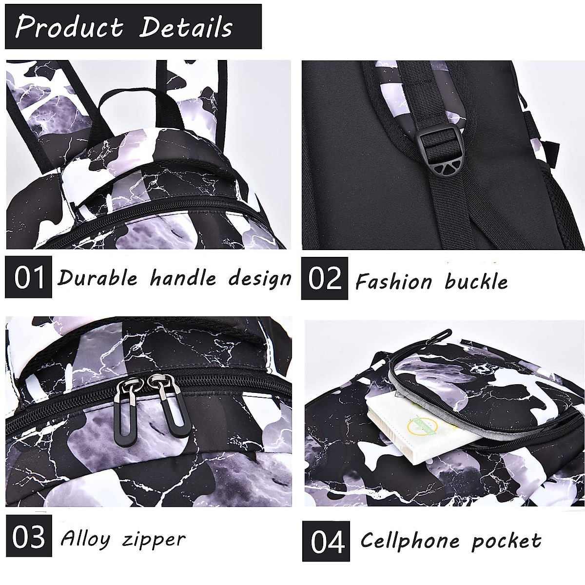 Ladyzone Camo School Backpack Lightweight Schoolbag Travel Camp Outdoor Daypack (Camouflage Blue（NS）)