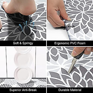 HEBE Anti Fatigue Kitchen Rug Sets 2 Piece Non Skid Kitchen Floor Mats 17"x48"+17"x28" Cushioned Comfort Standing Mat Waterproof Kitchen Runner Mats