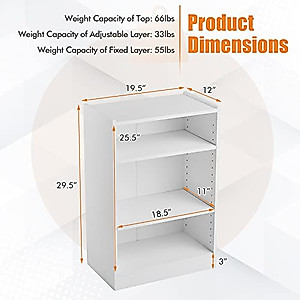 Giantex 3-Cube Bookcase White - 3-Tier Modern White Open Bookshelf with Adjustable Shelves, Anti-Tipping Device, Small Wood Cube Storage Organizer for Kid’s Room, Living Room, Bedroom