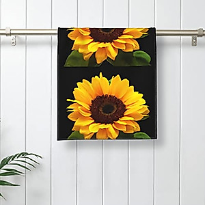 luxteen Single Sunflower On Black Hand Towel Print Bath Bathroom Towel Highly Absorbent Soft Guest Fingertip Towels