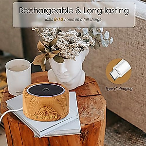 White Noise Machine,Baby Sound Machine with 6 Breathing Lights for Baby Kids Adult Sleeping & Nursery 30 Soothing Natural Sounds Timer & Memory Function Wood Grain Portable for Travel