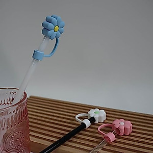 3PCS Straw Covers for Stanley Tumbler, Silicone Straw Cover for Stanley 40 oz, 30 oz, Straw Topper for Stanley Cup, Cap for Stanley Straw Accessories, Straw Cap (Flower)