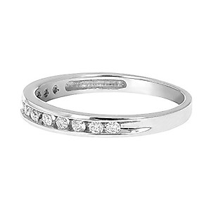 VIR JEWELS 1/4 carat (ctw) Diamond Wedding Anniversary Band for Women, Half Eternity Round Diamond Engagement Ring 14K White Gold Channel Set 0.25 cttw, Size 7.5