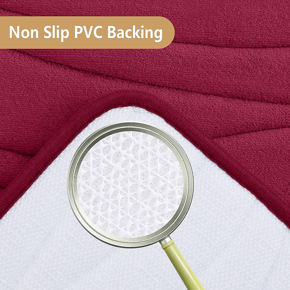 Buganda Memory Foam Bathroom Rug Mat 24x16, Extra Soft and Absorbent Bath Mats, Non-Slip and Machine Washable Bath Rugs for Bathroom Floor,Tub and Shower, Burgundy