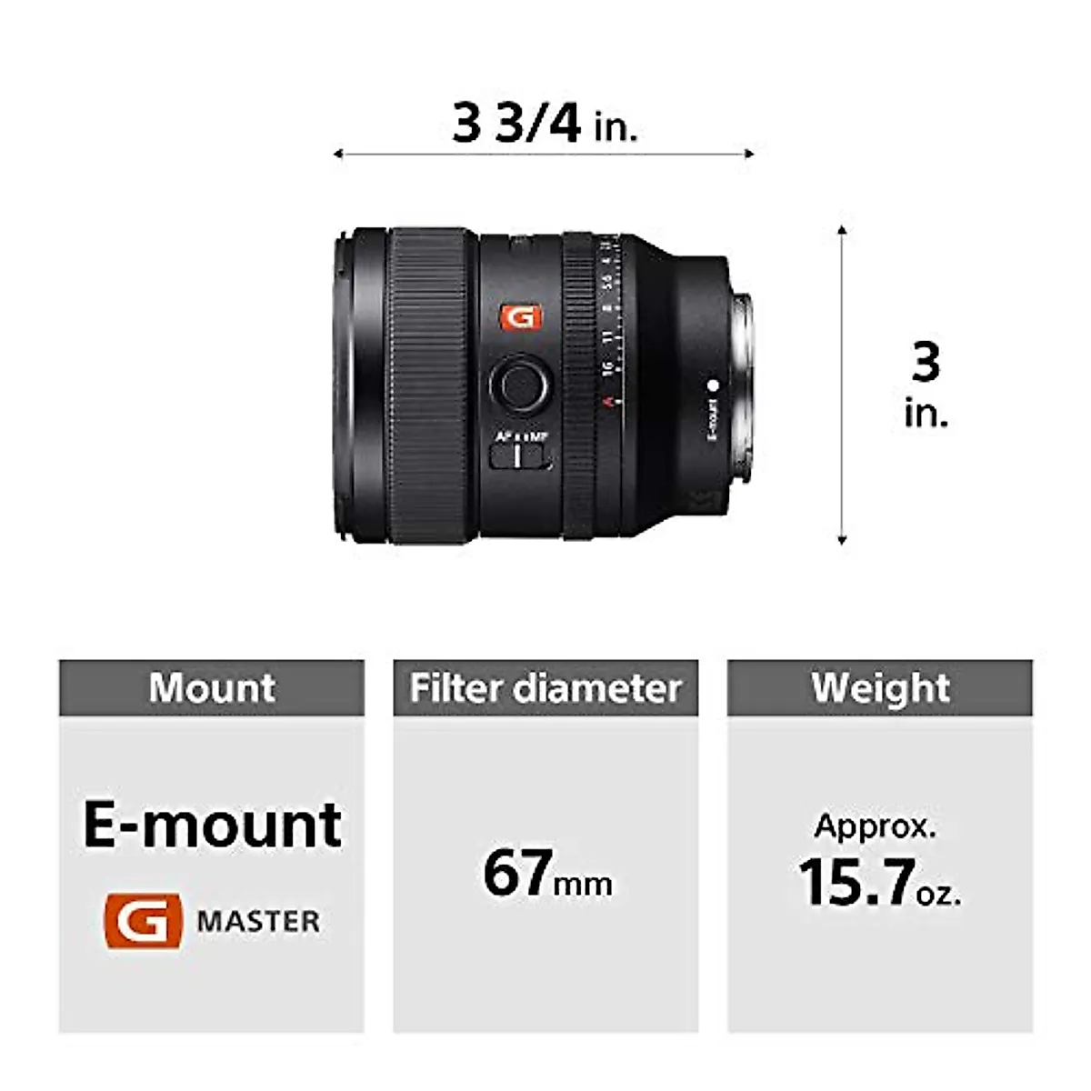 Sony E-mount FE 24mm F1.4 GM Full Frame Wide-angle Prime Lens (SEL24F14GM), Black