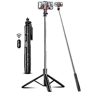 71" Phone Tripod & Selfie Stick, All in One Extendable Cell Phone Tripod with Wireless Remote, Tripod Stand for iPhone & Travel Tripod 360° Rotation Compatible with iPhone Android Phone, Camera