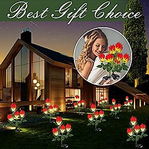TYNLED Solar Garden Lights, Newest Version Garland Lily Solar Flower Lights Outdoor Solar Powered Stake Decorative Lights for for Garden, Pathway, Patio, Front Yard Outdoor Decoration