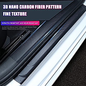 GZDIELINGE Car Threshold Anti Scratch Protection Strips, Black Carbon Fiber ,Pattern Rear Door Guard Stickers Door Sill Anti Kick Protector Fit for Most Car (5mm*5m, Black)