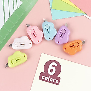 Tamaki Mini Box Cutter Cloud Retractable Letter Opener Envelope Slitter, Package Opener for Envelope Mail Letter Box Paper DIY Projects, 6 Pack